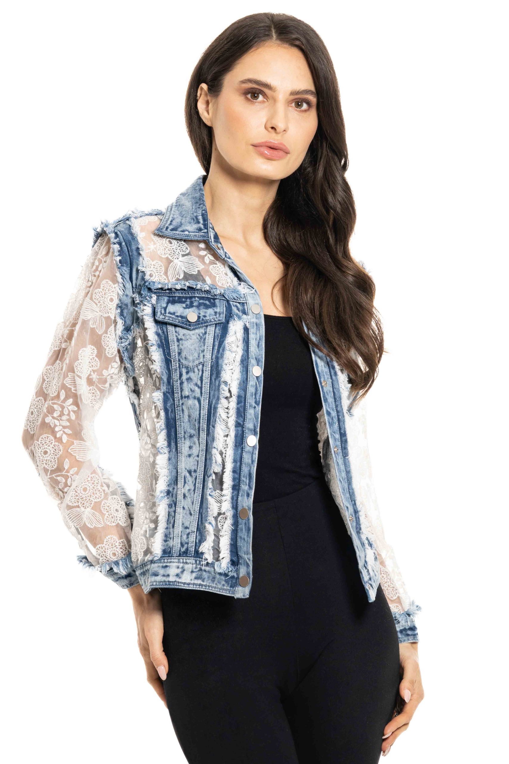 Denim Jacket With Lace – Madame Butterfly Too
